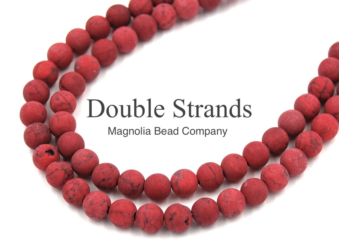 TWO 15.5" Strands, Frosted Red Magnesite Beads Matte 6mm - Etsy