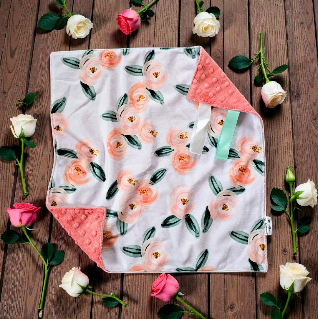 Coral Blush Floral Lovey - Flower Lovie for Girl - Quick Ship Gift ...
