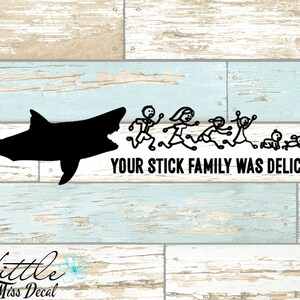 Shark Ate Stick Family Vinyl Decal, Shark Car Decal, Shark Decal for ...