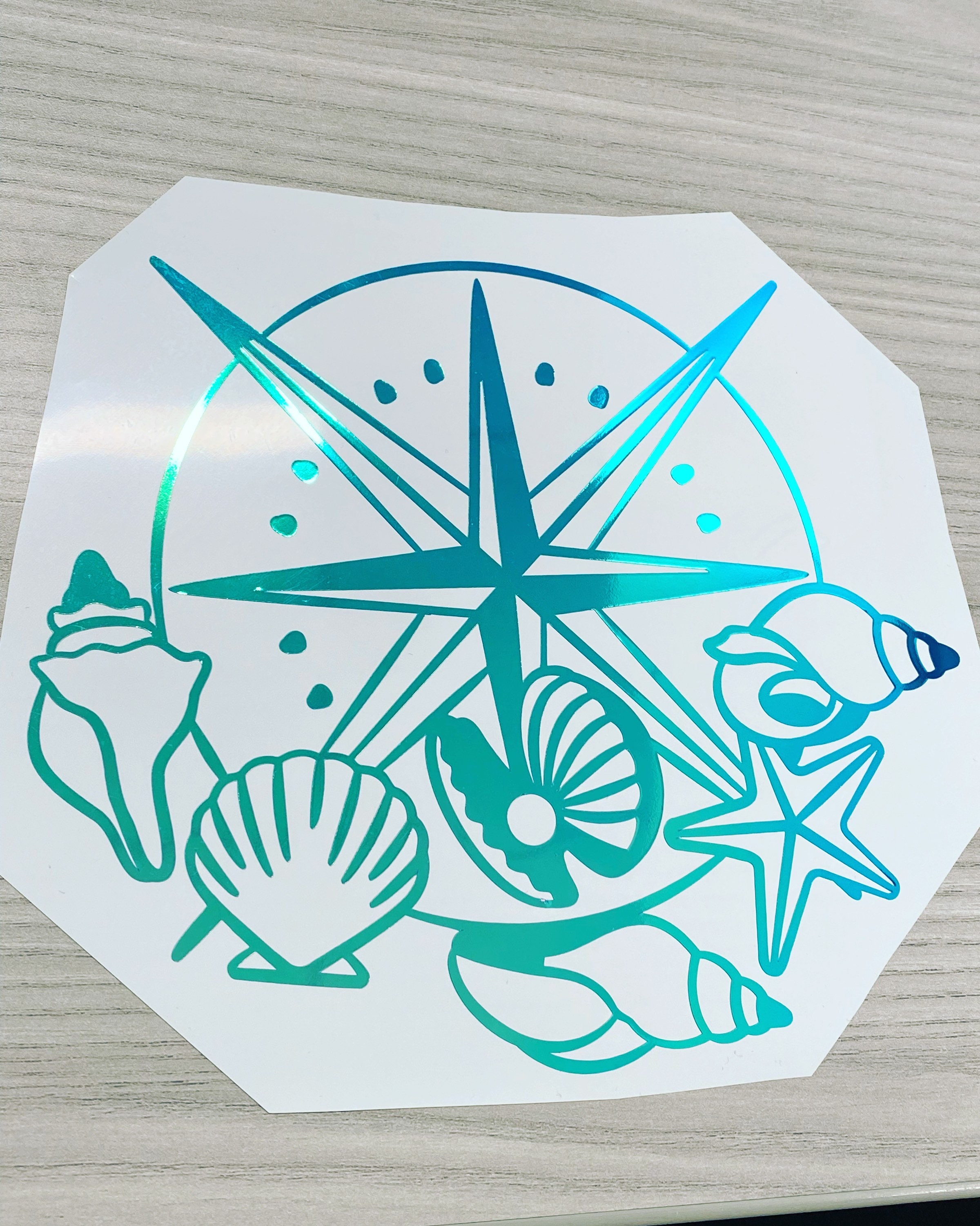 Beach Compass Vinyl Decal, Compass Wall Decal, Nautical Compass ...
