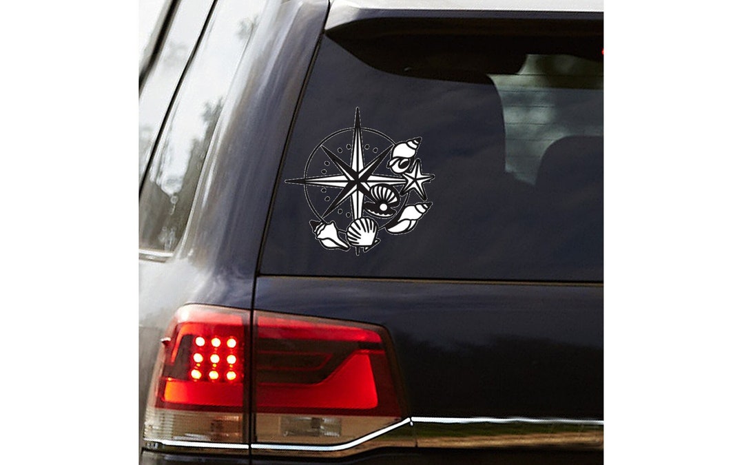 Beach Compass Vinyl Decal, Compass Wall Decal, Nautical Compass ...