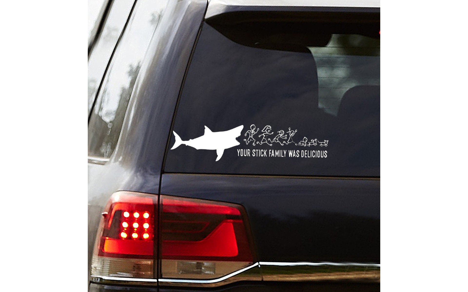 Shark Ate Stick Family Vinyl Decal, Shark Car Decal, Shark Decal for ...