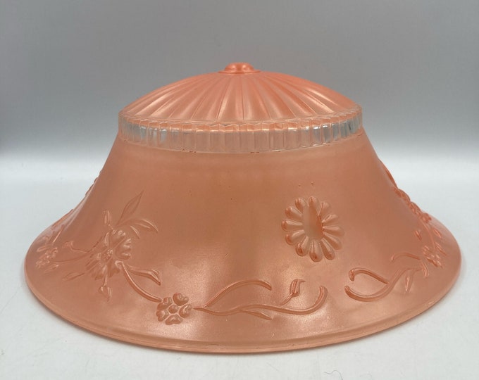 Art Deco Pink Glass Ceiling Lamp Shade With Floral Design - Etsy