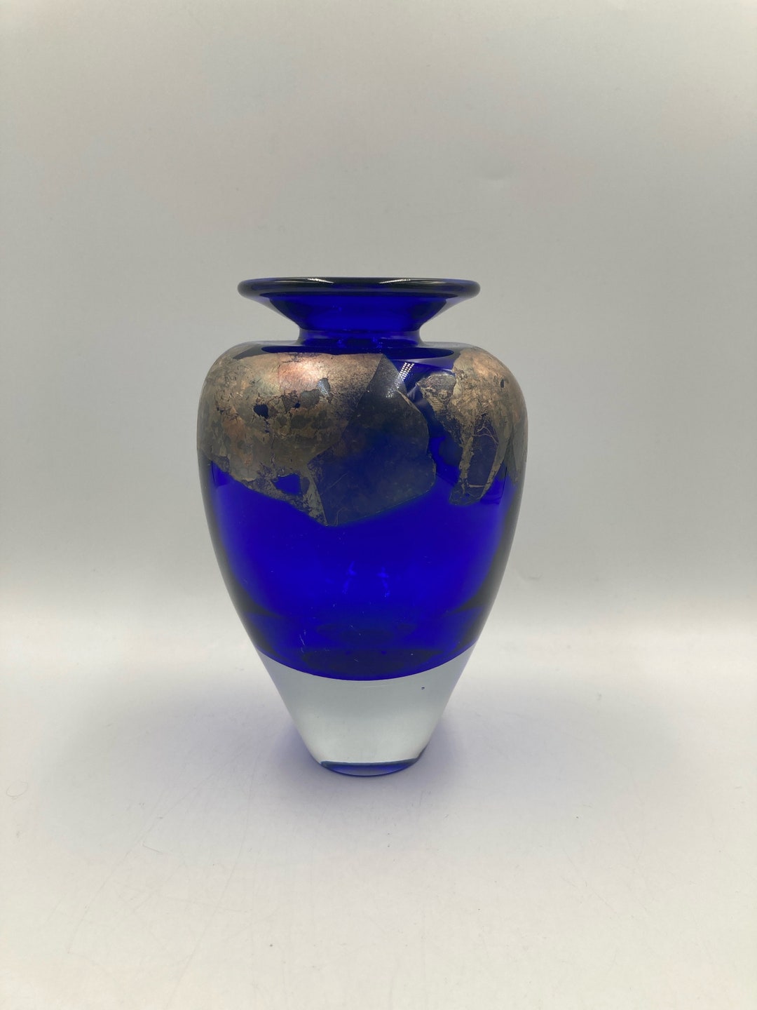 Vintage Signed Edward Roman (1941-2020) Cobalt Blue Art Glass Vase ...