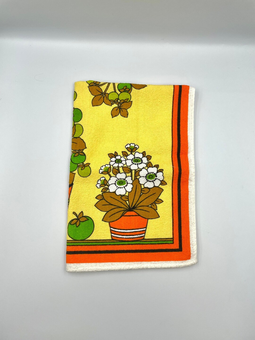 NOS 100% Cotton Orange and Yellow Tea Towel With Bright Plants - Etsy