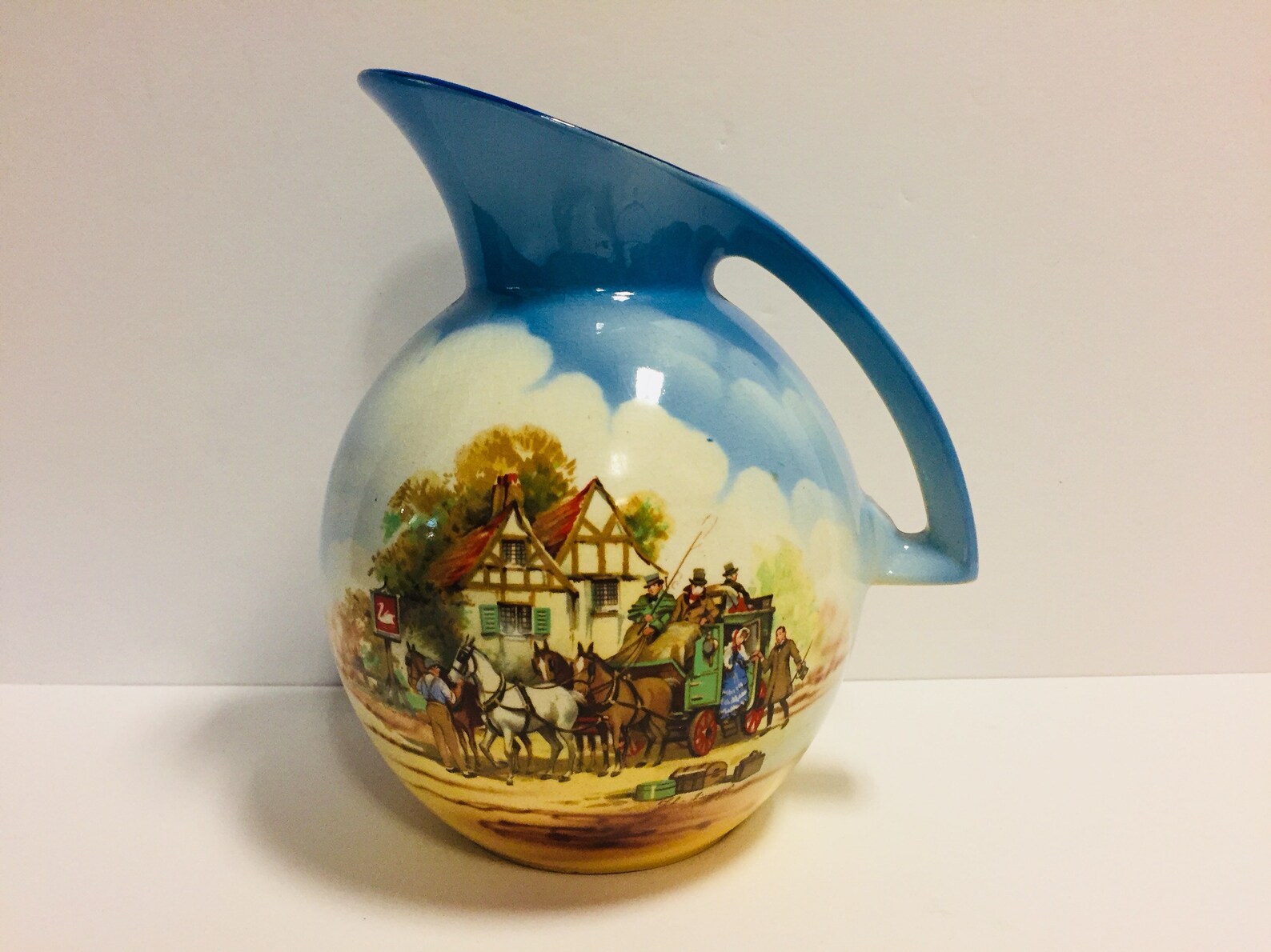 Antique Falcon Ware Pitcher Jug the Dover Road 1920's Art - Etsy