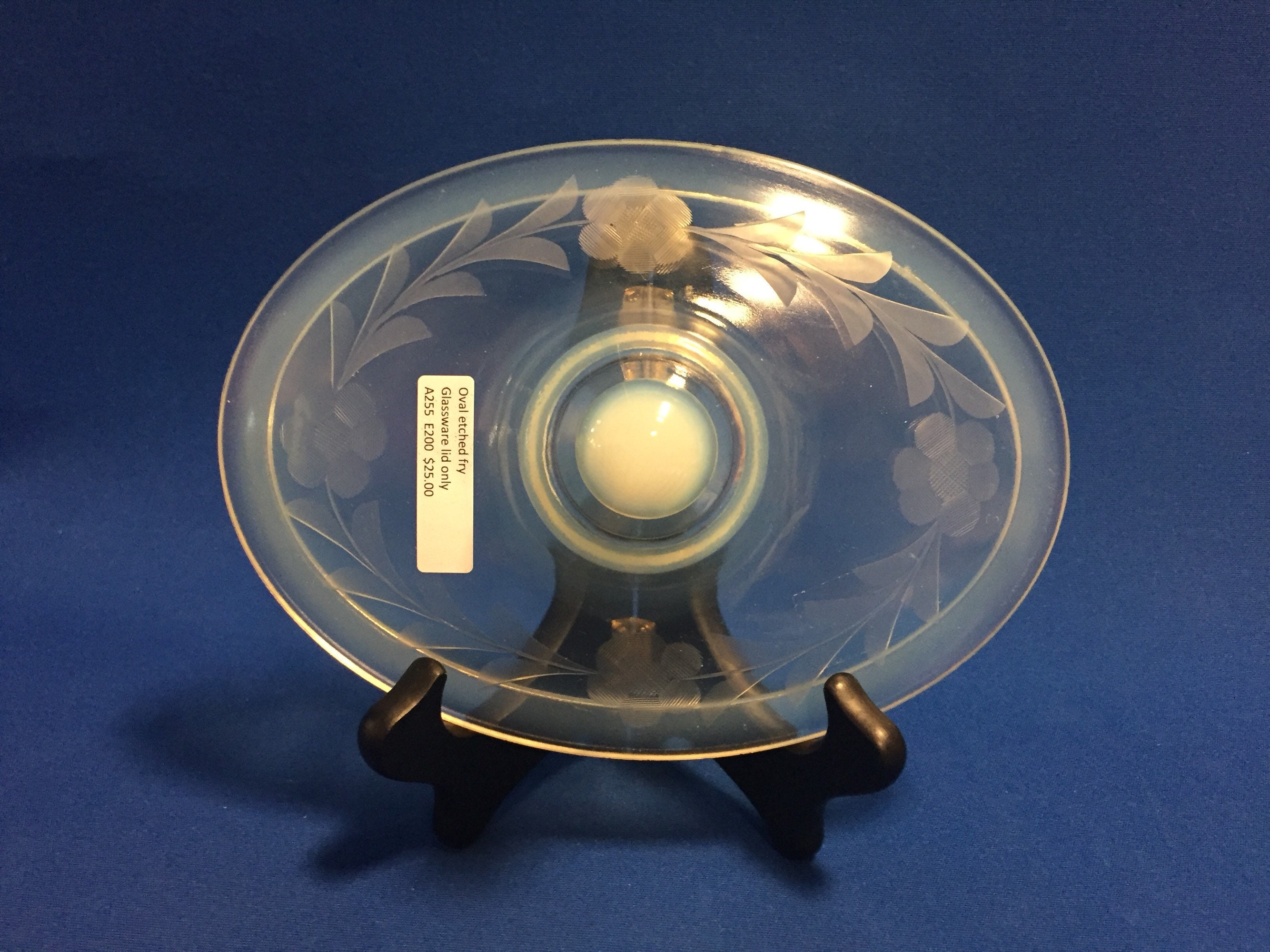 Fry Oven Glass Oval Opalescent Etched Casserole Lid 1932-1938 - Etsy