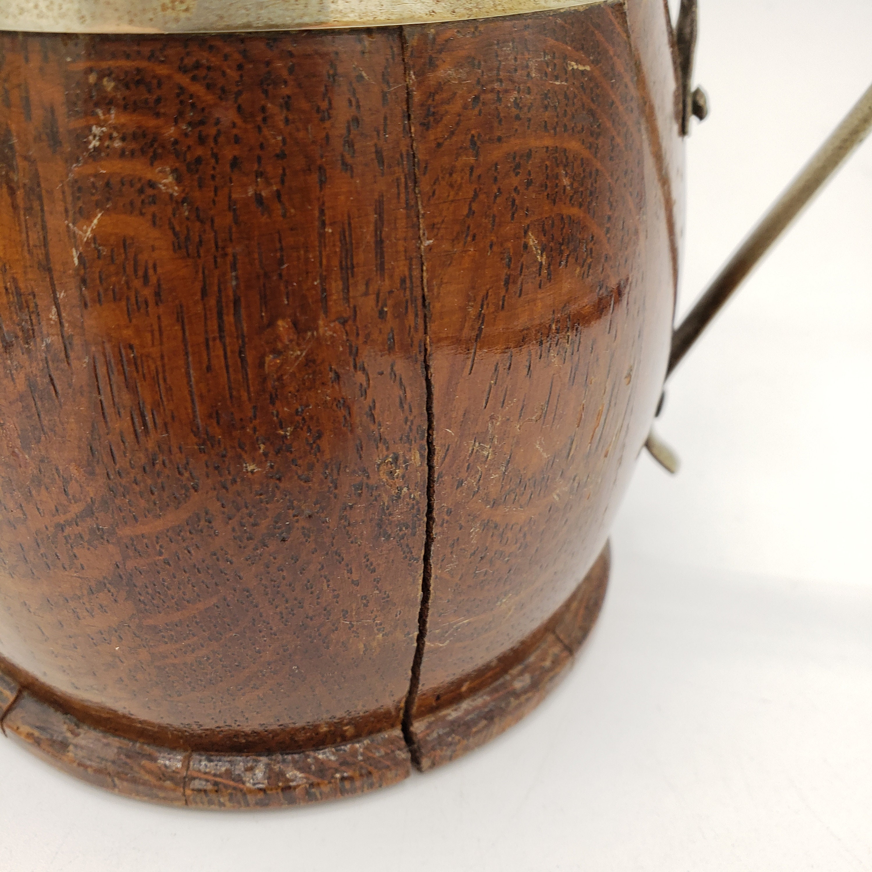 Antique Oak Barrel Caddy With Metal Lid and Handles - Etsy