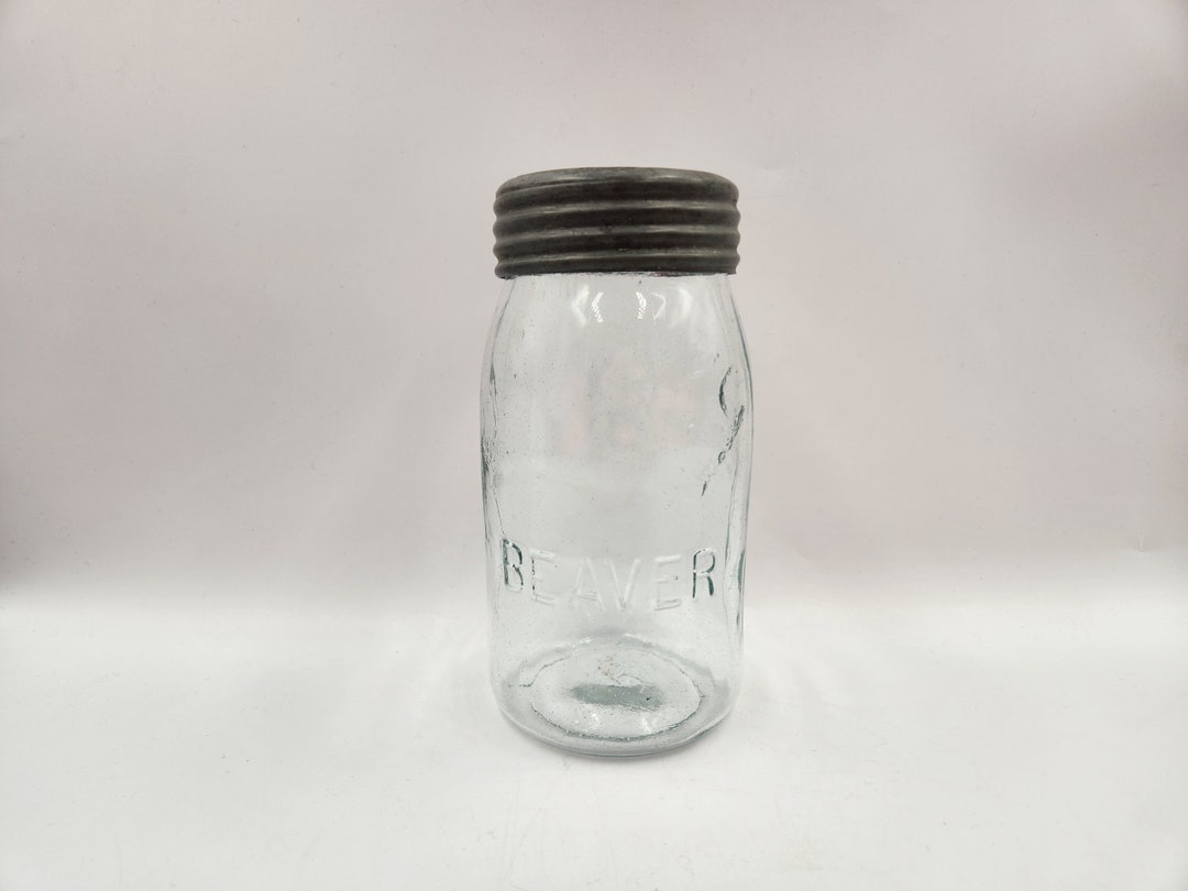 Antique 1 Quart BEAVER Jar With Lid and Ring. C.1880-1900 - Etsy