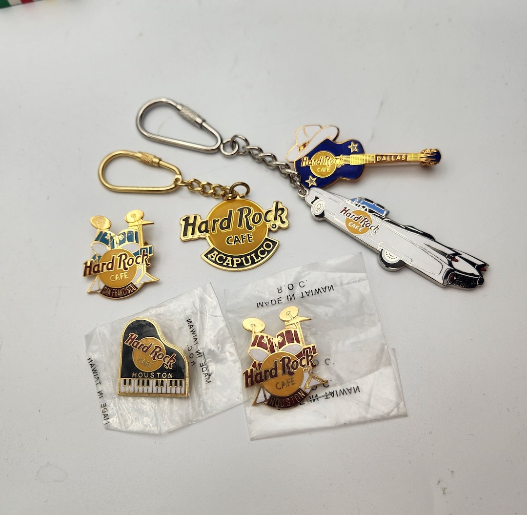 Vintage Hard Rock Cafe Pins and Keychains; Houston, San Francisco ...