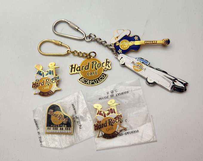 Vintage Hard Rock Cafe Pins and Keychains; Houston, San Francisco ...
