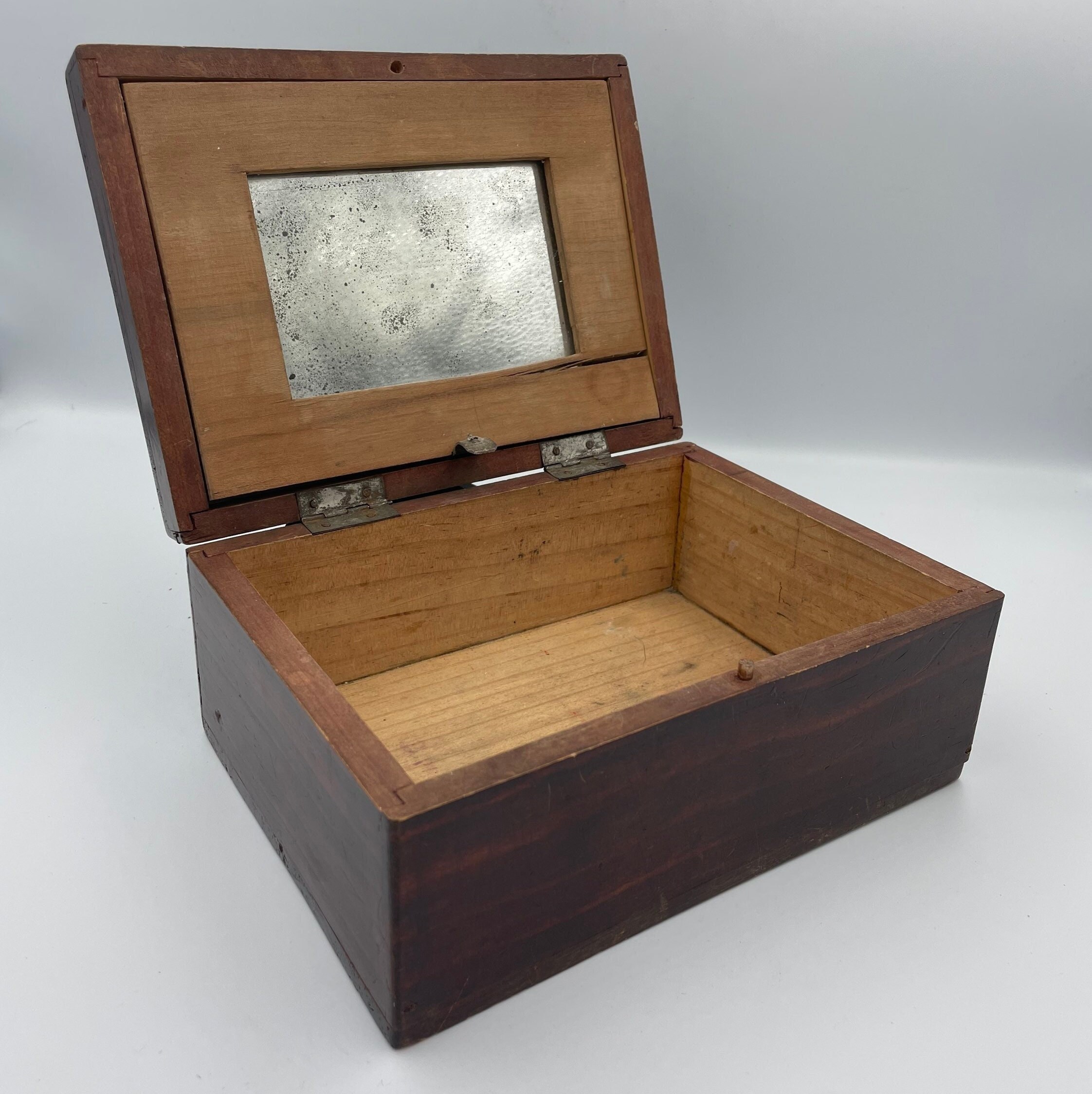 Antique Wooden Travel Shaving Box With Original Mirror - Etsy