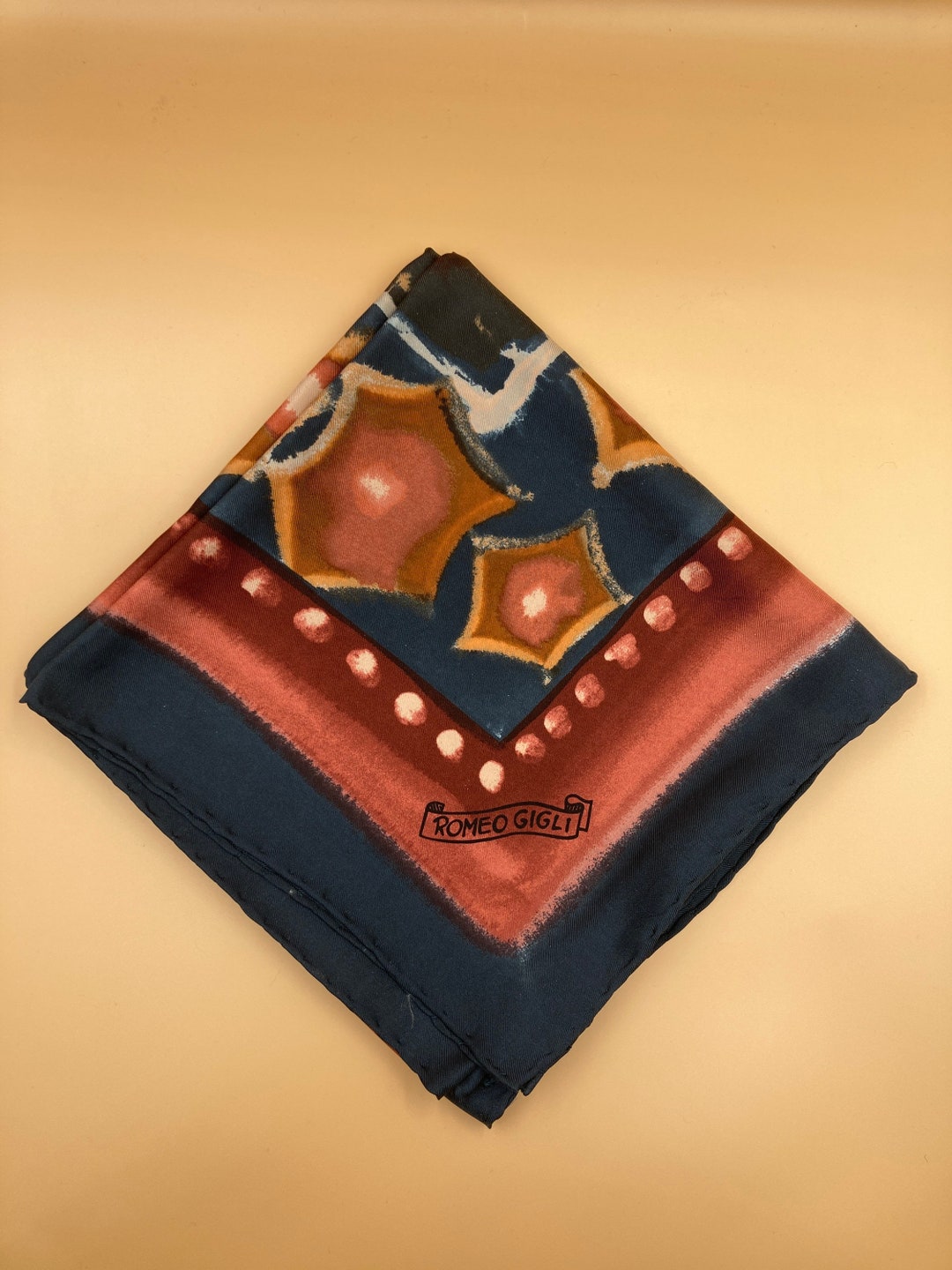 Vintage ROMEO GIGLI Scarf - Pure Silk - Multi-coloured Abstract Design ...