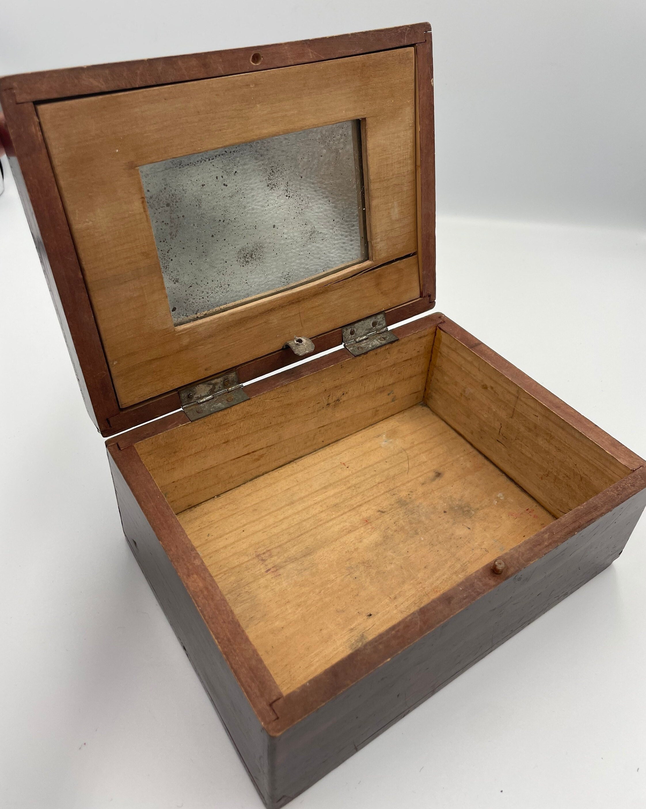 Antique Wooden Travel Shaving Box With Original Mirror - Etsy