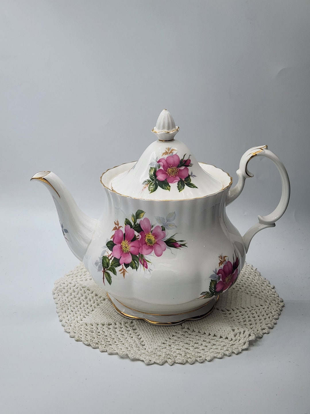 Royal Albert China Prairie Rose Tea Pot With Lid Made in - Etsy