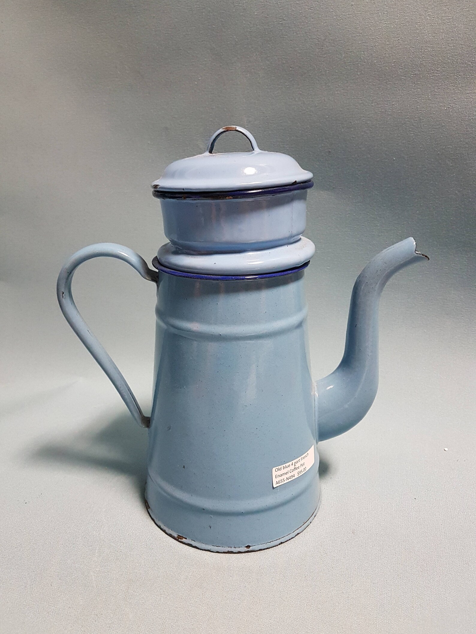 Vintage Blue 4-Part French Enamel Coffee Pot | Etsy