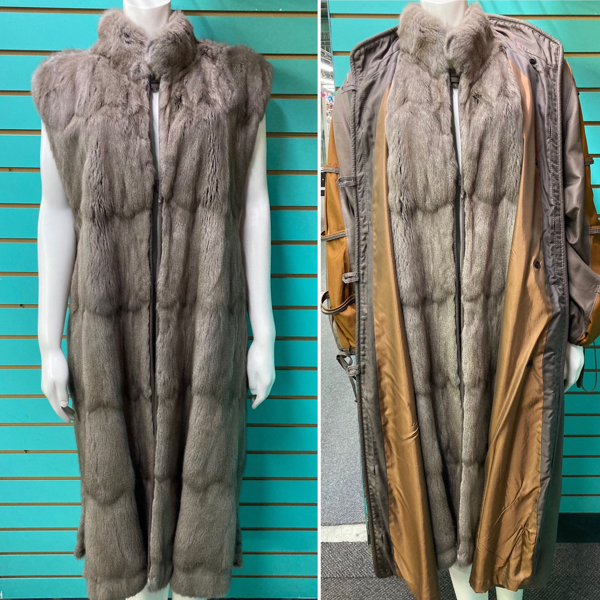 Vintage TURKIS TUKKU Rabbit/chinchilla Fur Coat With Pure Silk Shell ...