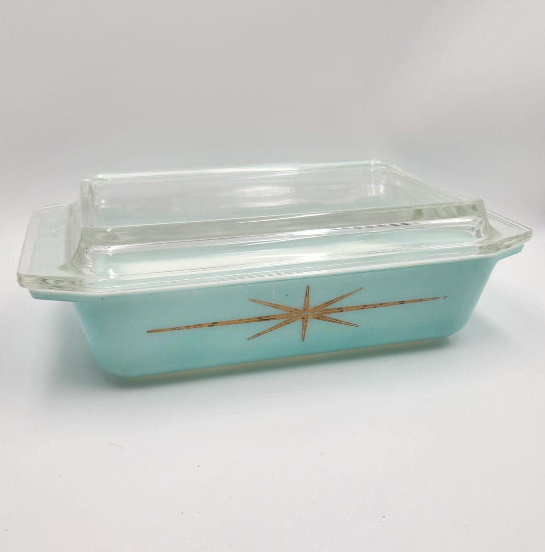 PYREX Teal Atomic Starburst Space Saver 575B 2 Qt Casserole With Lid ...