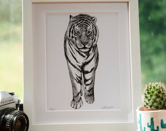 Tyra (tiger Print With Black Trimmed A4 Mount) - Etsy