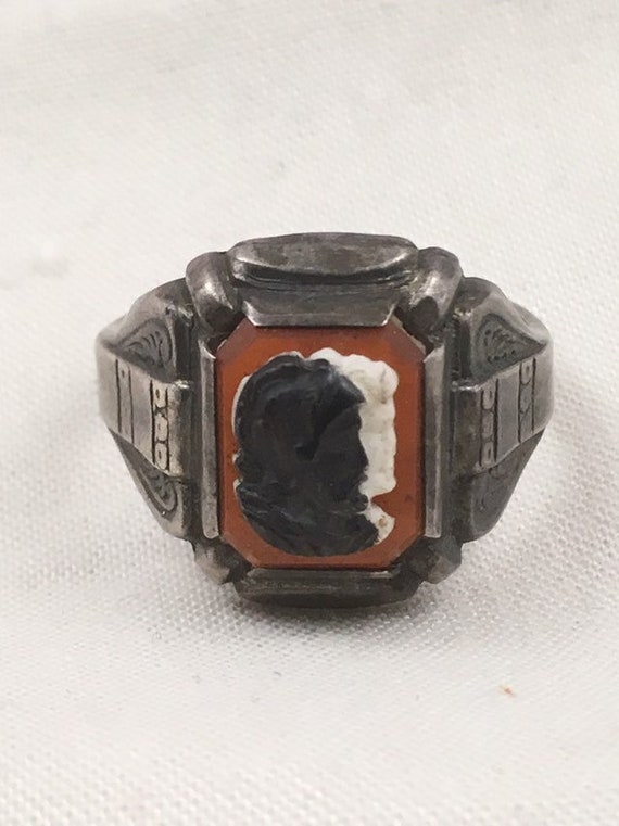 Vintage Centurion Ring with cameo faces of two Roman … - Gem