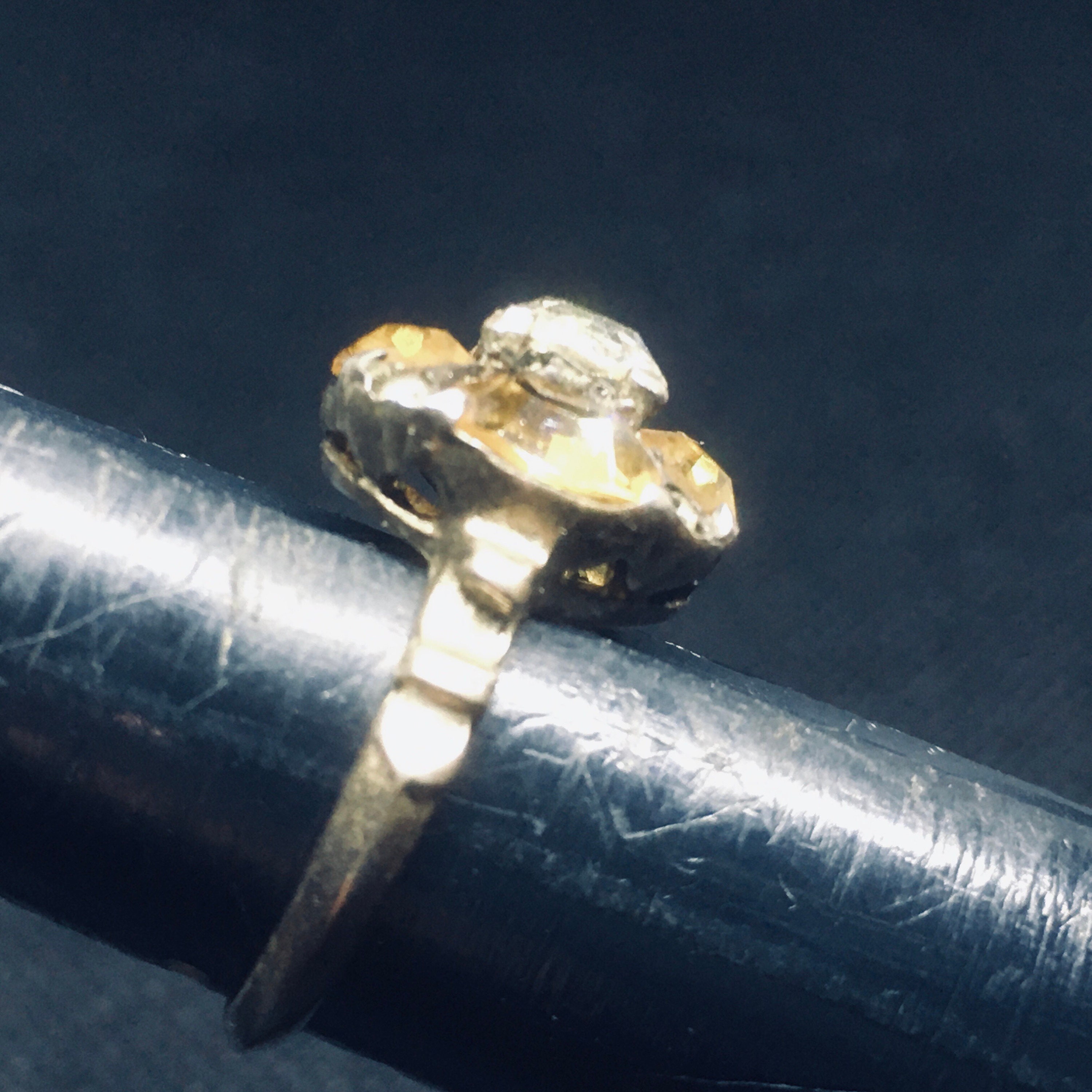 Statement Cocktail Ring Signed Uncas Czech Glass Stones in Sterling ...