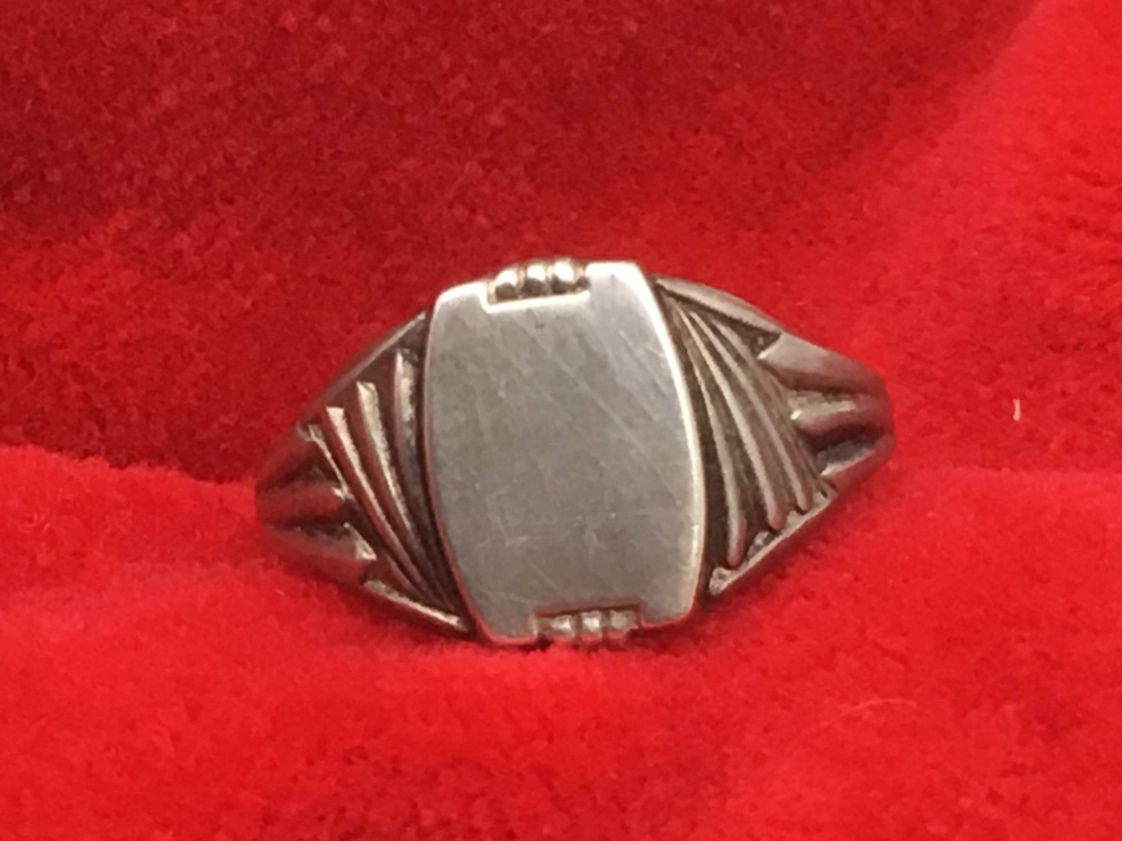 WWII Era Folded Wing Signet Ring. Sterling Silver, UNCAS Hallmark, New ...