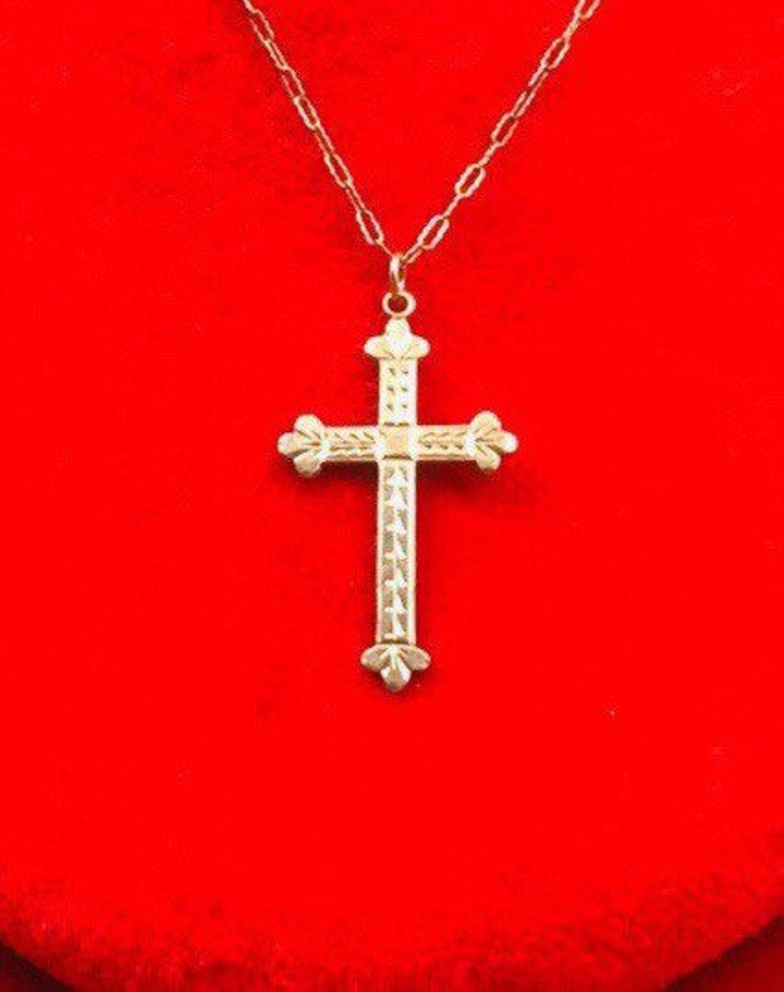 Etched Cross With Budded Ends, 3/4 Inch by 1 and 1/4 Inches. Gold on ...