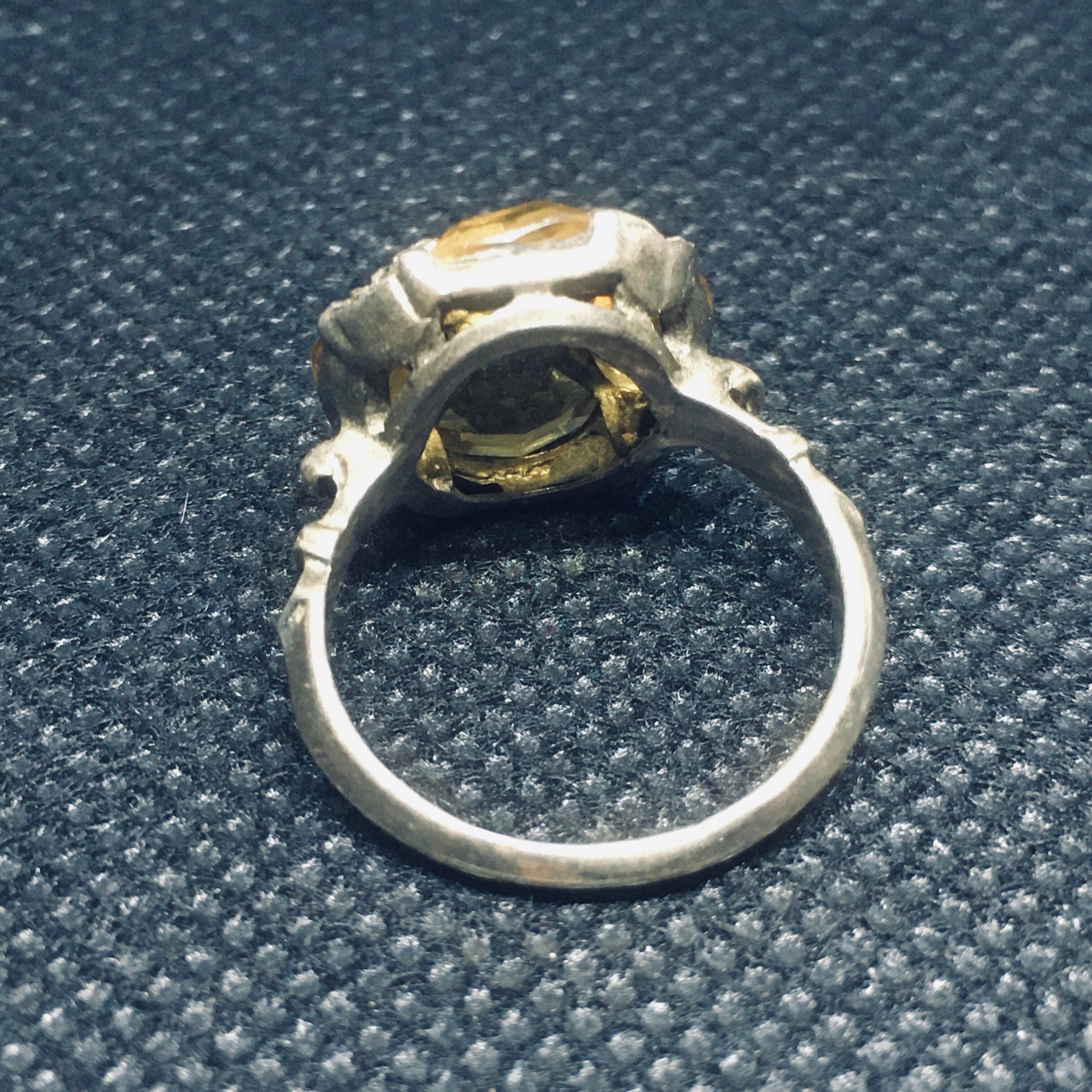 Statement Cocktail Ring Signed Uncas - Czech Glass Stones in Sterling ...