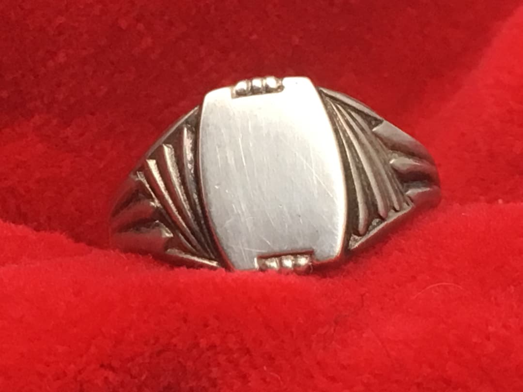 WWII Era Folded Wing Signet Ring. Sterling Silver, UNCAS Hallmark, New ...
