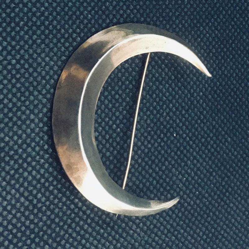 Silver Moon Brooch - Etsy