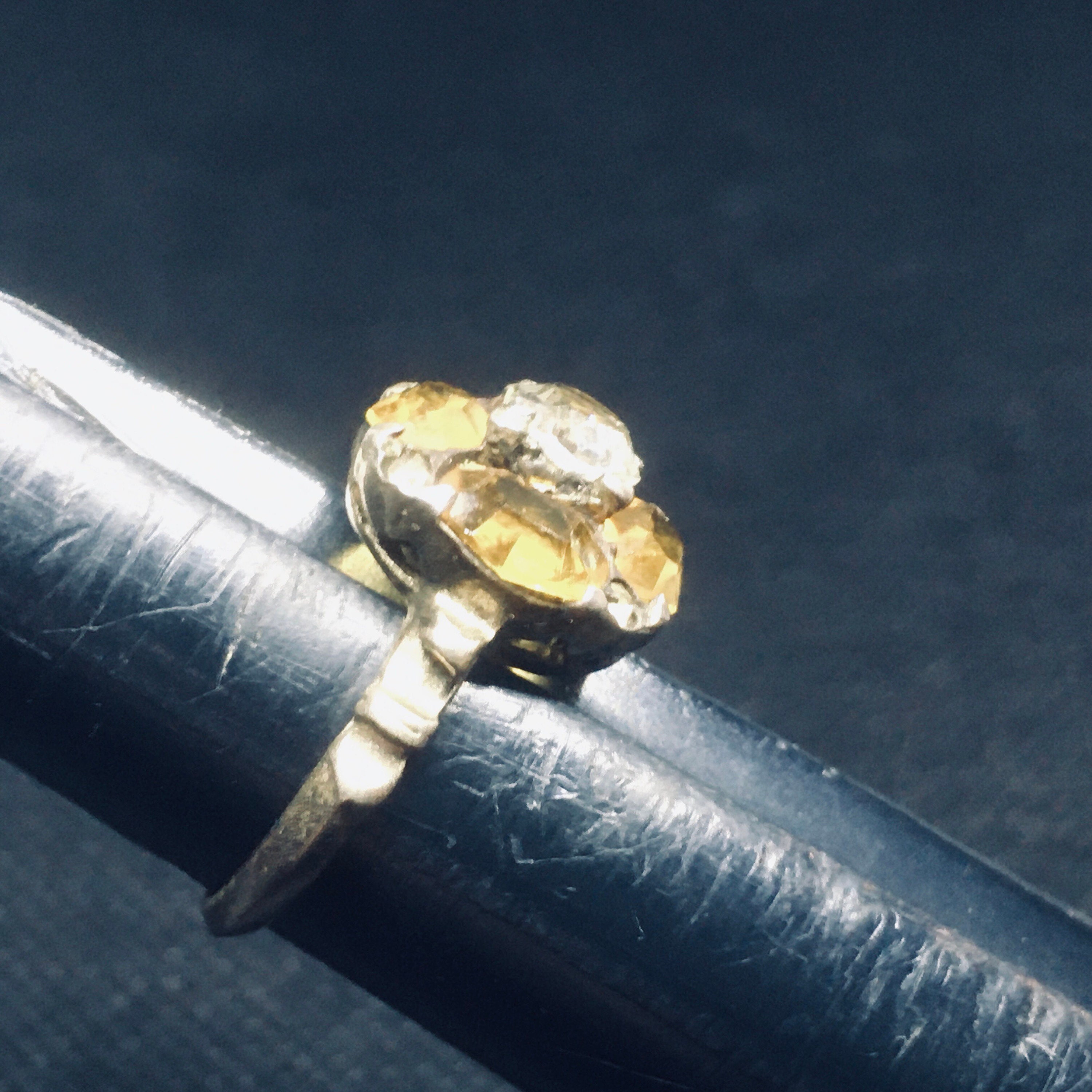 Statement Cocktail Ring Signed Uncas Czech Glass Stones in Sterling ...
