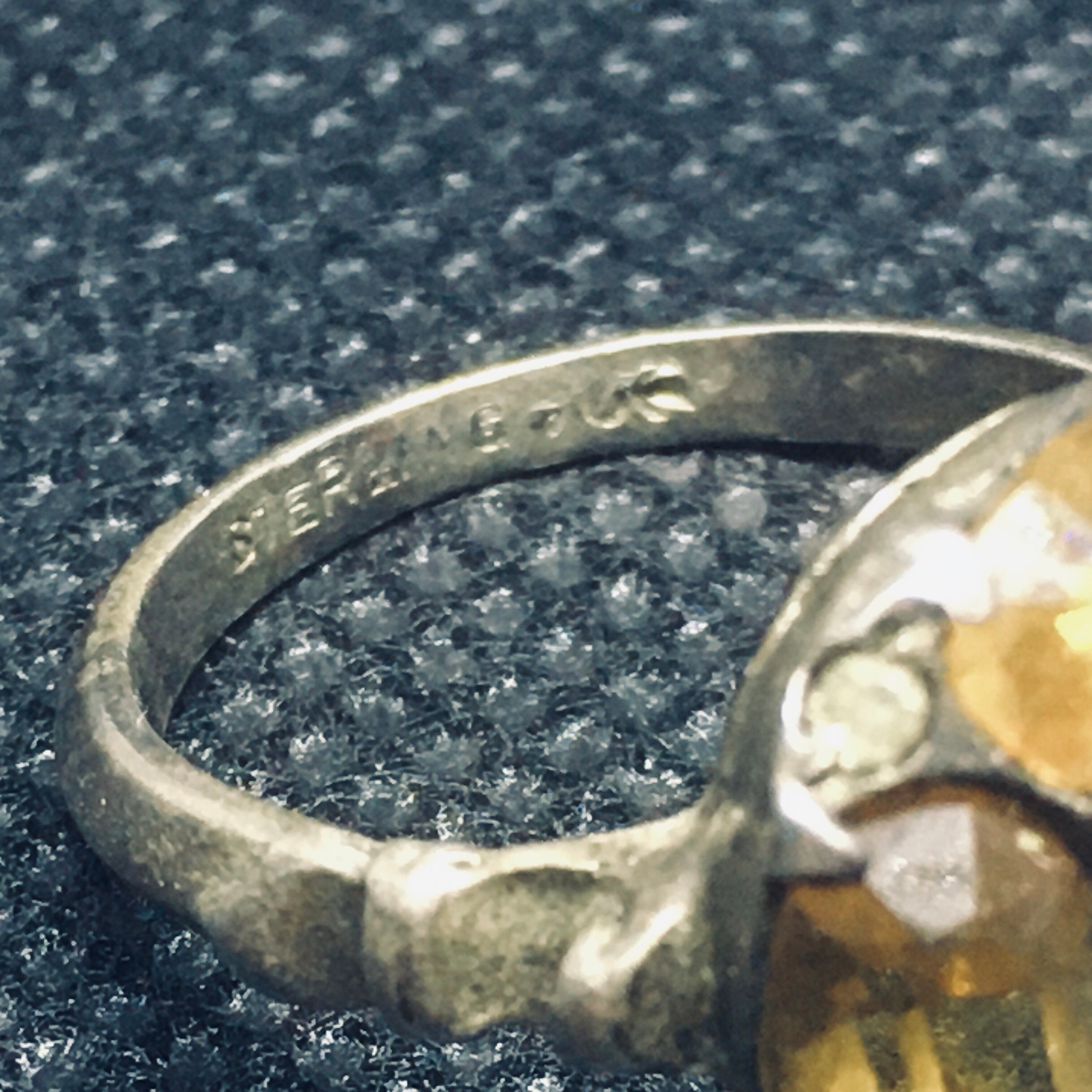 Statement Cocktail Ring Signed Uncas Czech Glass Stones in Sterling ...