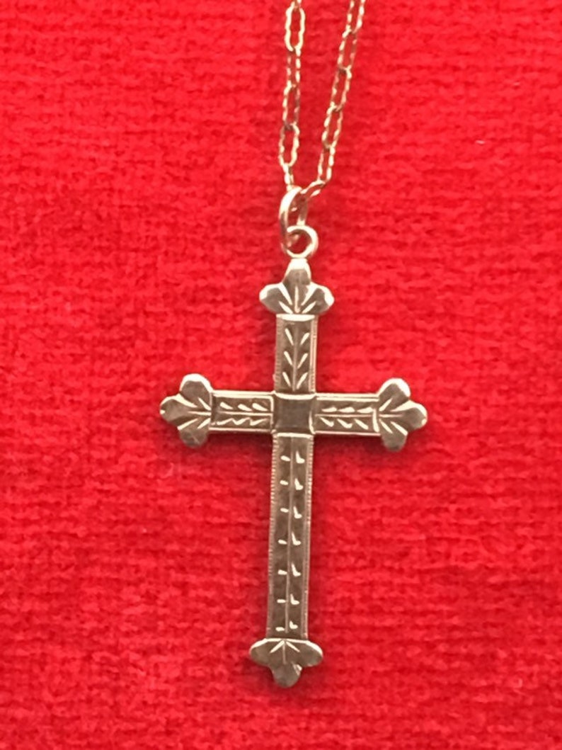 Etched Cross With Budded Ends, 3/4 Inch by 1 and 1/4 Inches. Gold on ...