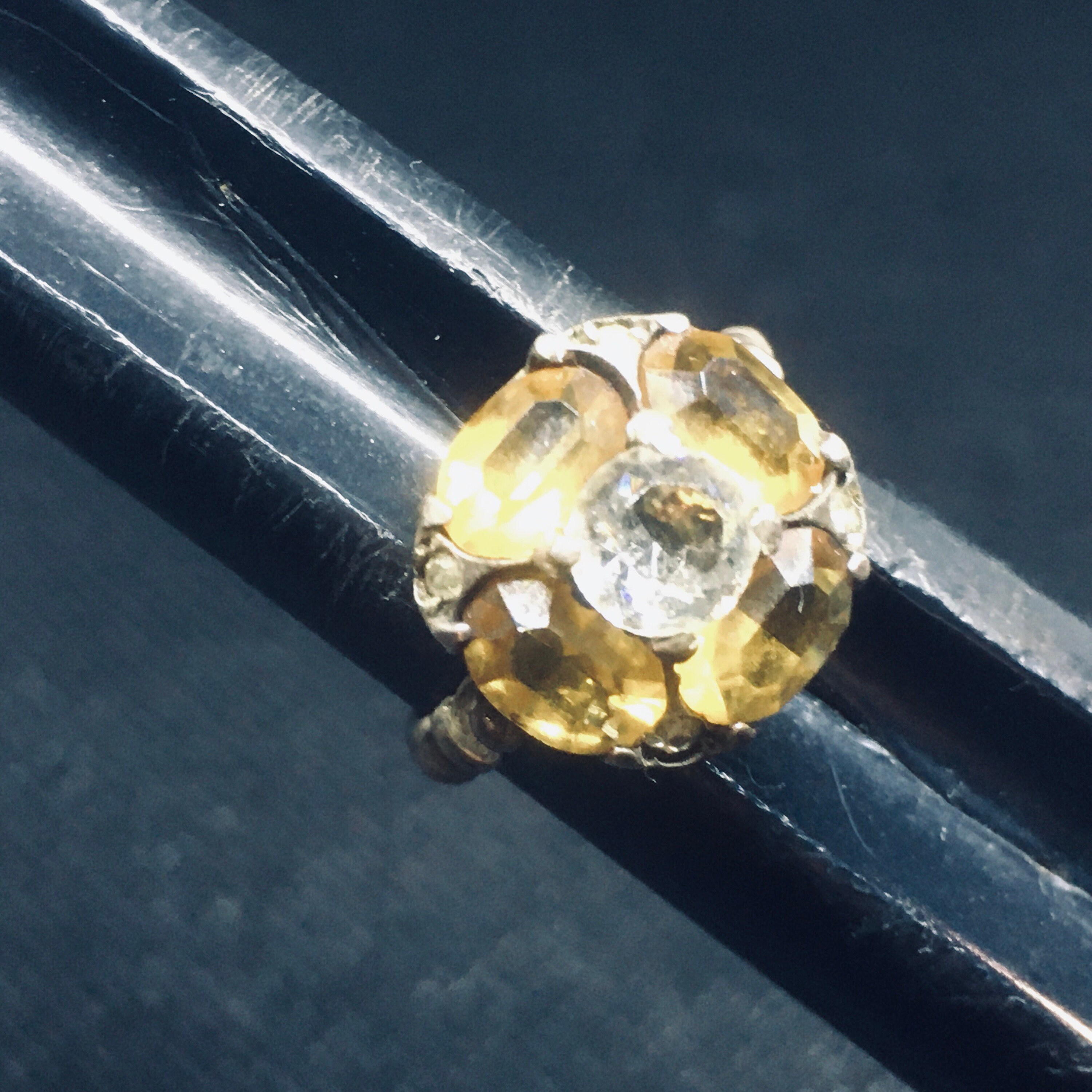 Statement Cocktail Ring Signed Uncas Czech Glass Stones in Sterling ...