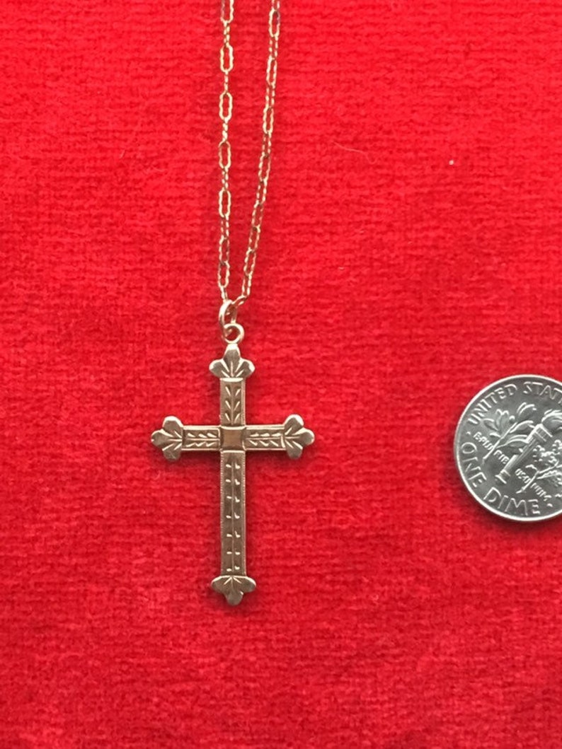 Etched Cross With Budded Ends, 3/4 Inch by 1 and 1/4 Inches. Gold on ...