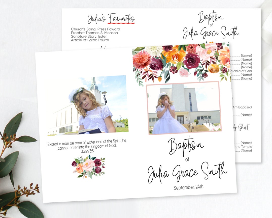 Buy LDS Baptism Program Foldable, Printable Baptism Program, Fall ...