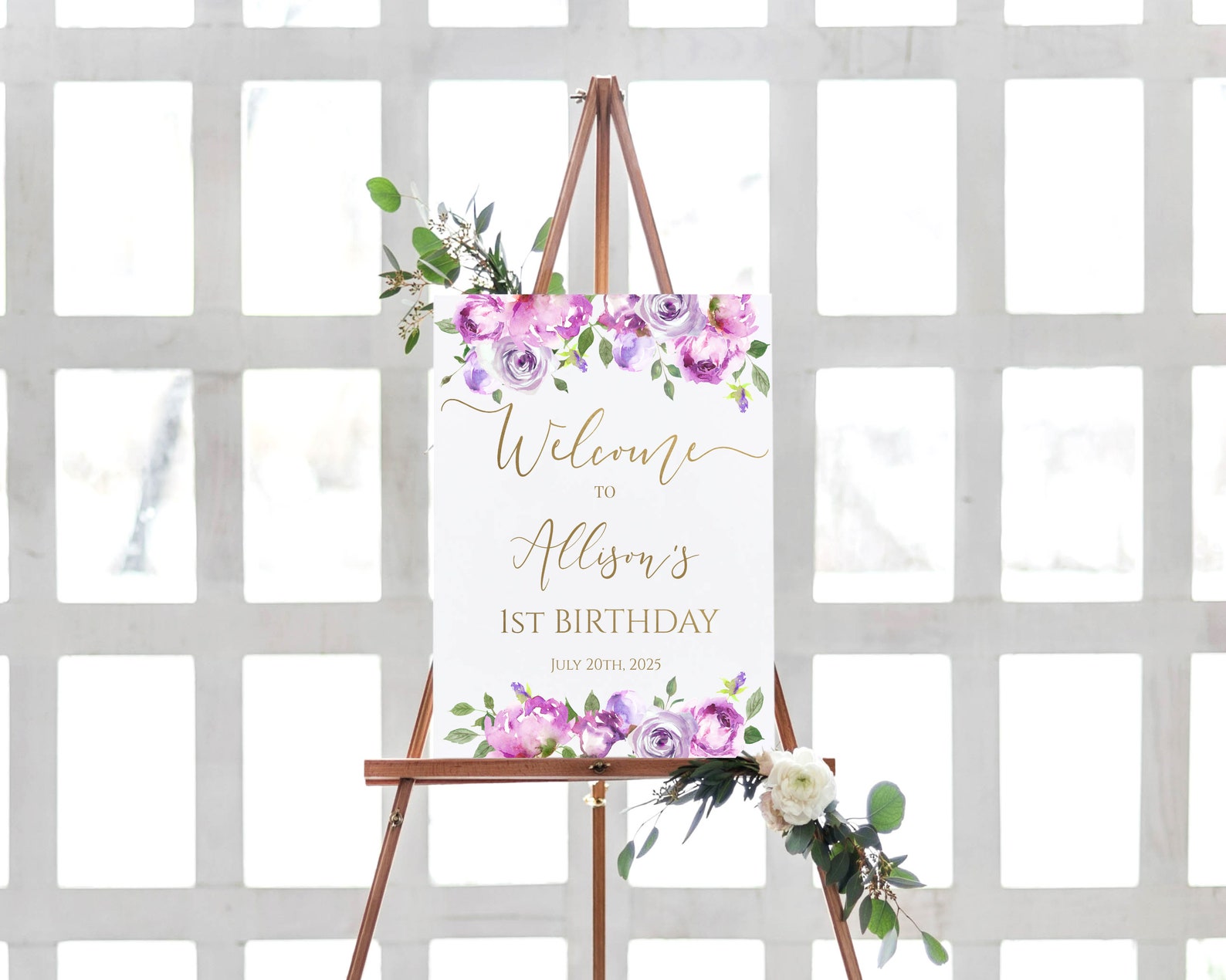 1st Birthday Welcome Sign Printable Editable Template Corjl - Etsy