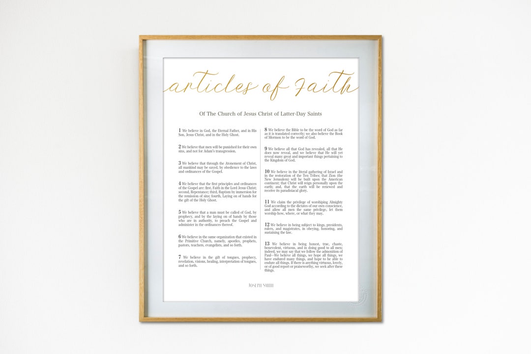 The Articles of Faith, Printable, Minimalist Gold LDS Art, LDS Gift - Etsy