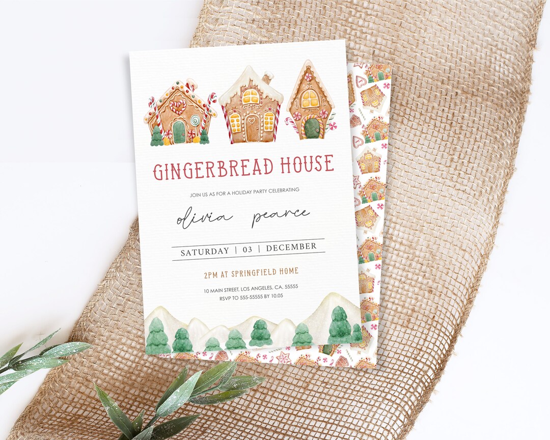 Gingerbread House Party Invitation, Printable, Christmas Party Invite ...