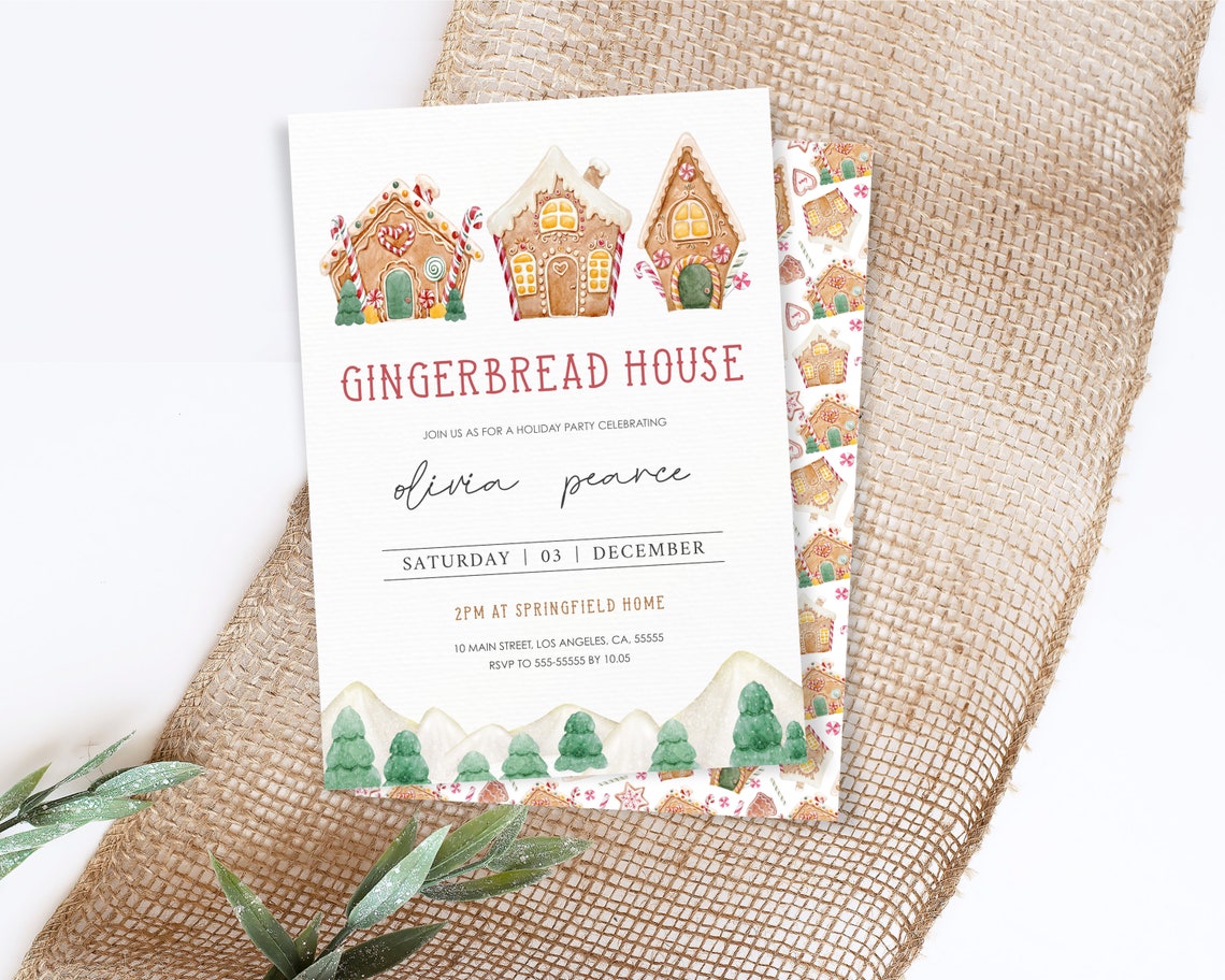 Gingerbread House Party Invitation Printable Christmas Party - Etsy