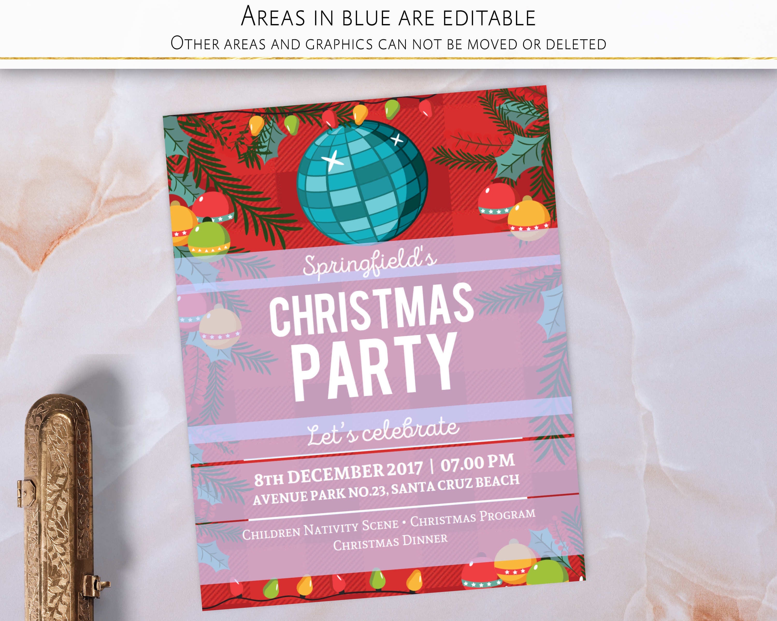 Christmas Party/dinner Set Invitation + Poster/sign Editable Sign Flyer ...