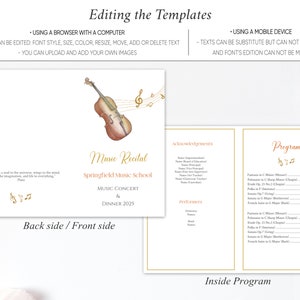 Violin Watercolor Music Recital Program: Editable Printable Template - Etsy