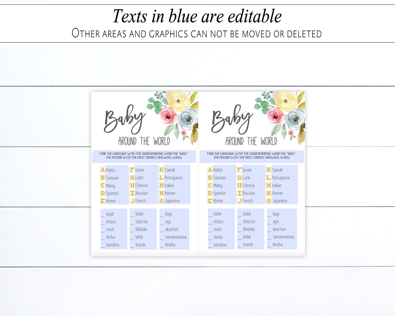 Watercolor Floral Baby Shower Games Bundle (digital Download) - Etsy