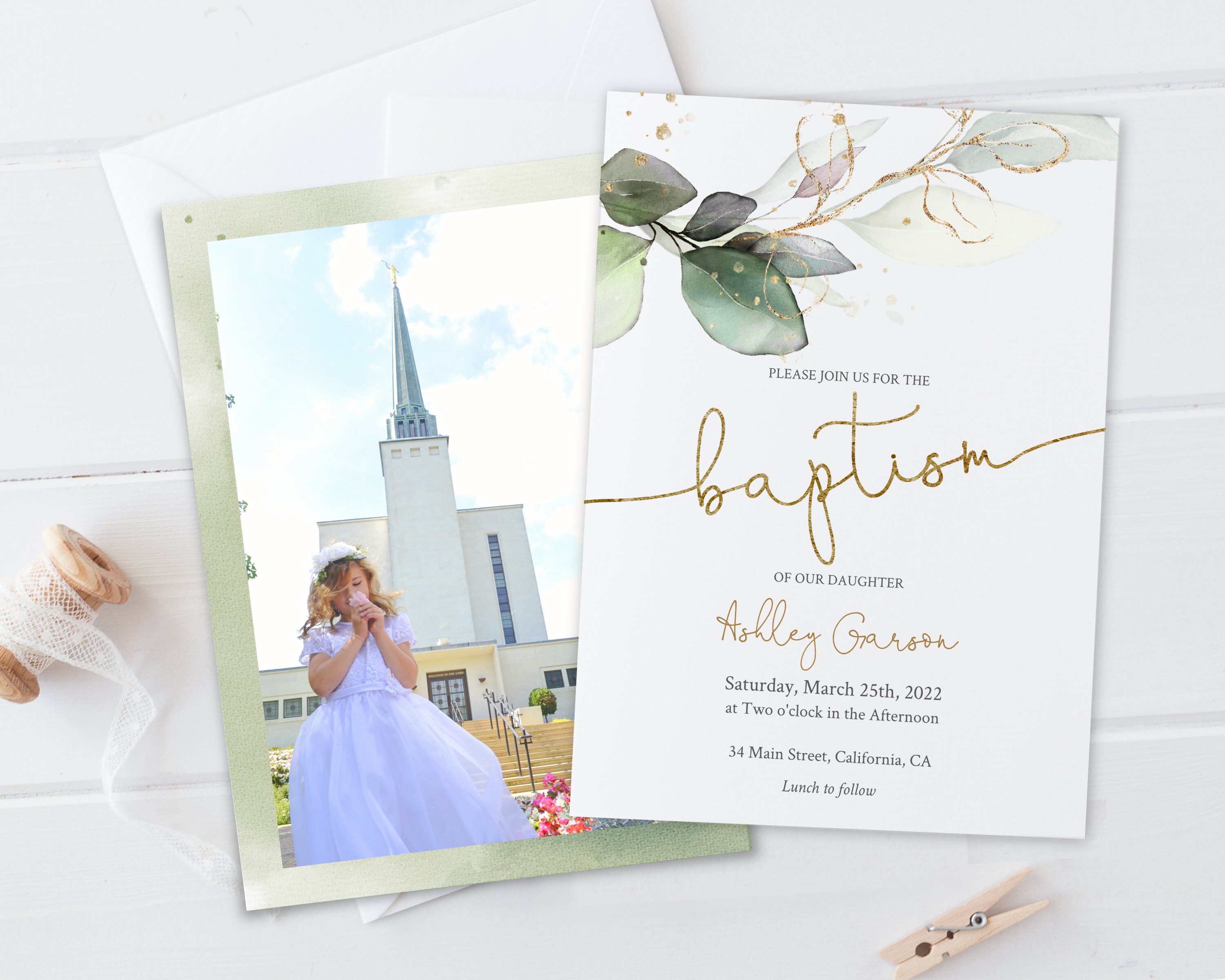 Baptism Invitation Printable Editable Template Corjl LDS | Etsy