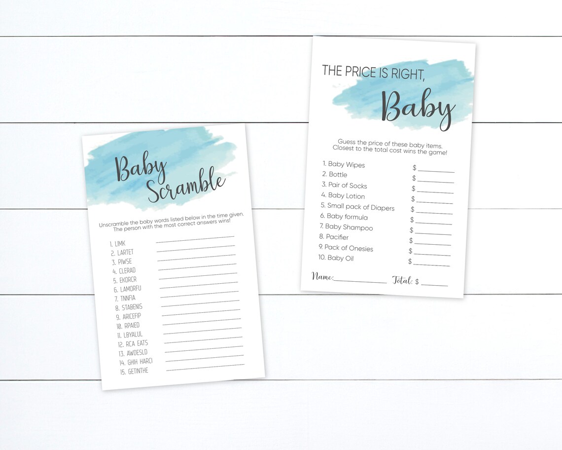 Baby Shower Games Printable Boy's Baby Shower Turquoise - Etsy