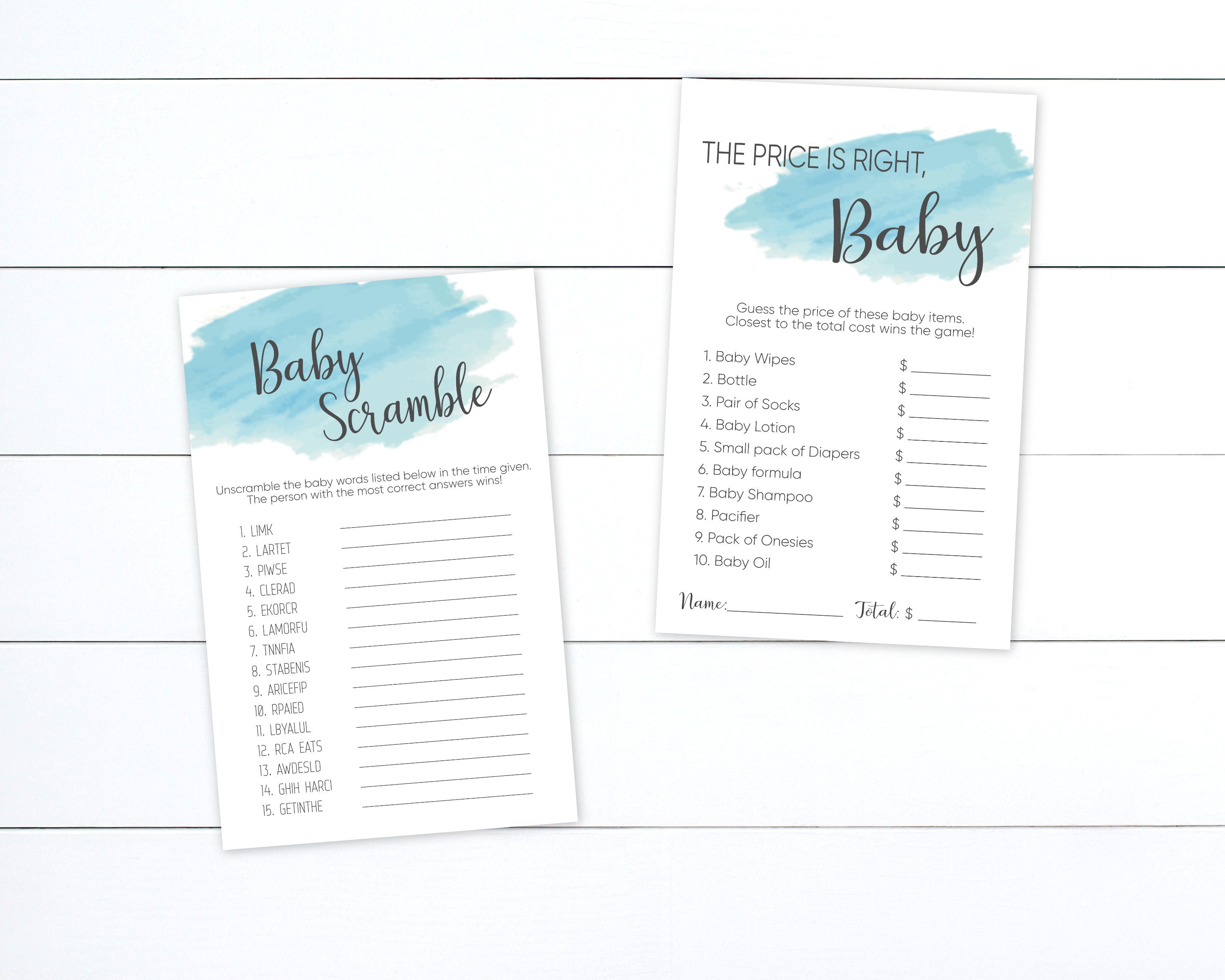 Baby Shower Games Printable Boy's Baby Shower Turquoise - Etsy