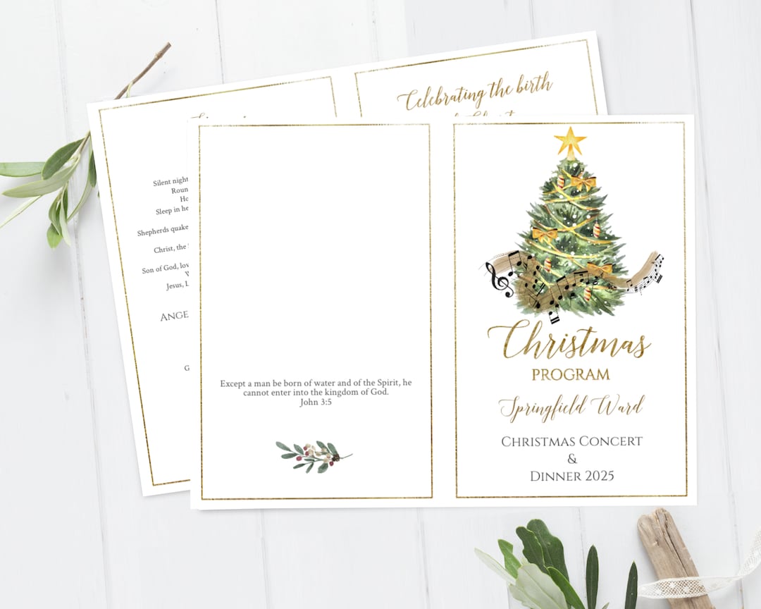 Christmas Concert Program Editable Template Christmas Tree Music Notes ...