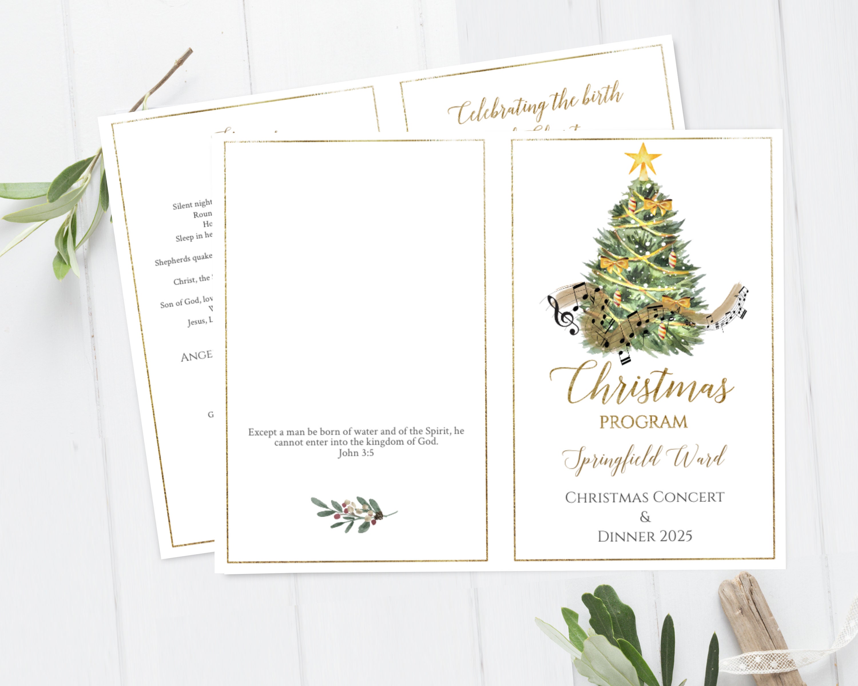 Christmas Concert Program Template: Foldable Printable (digital ...