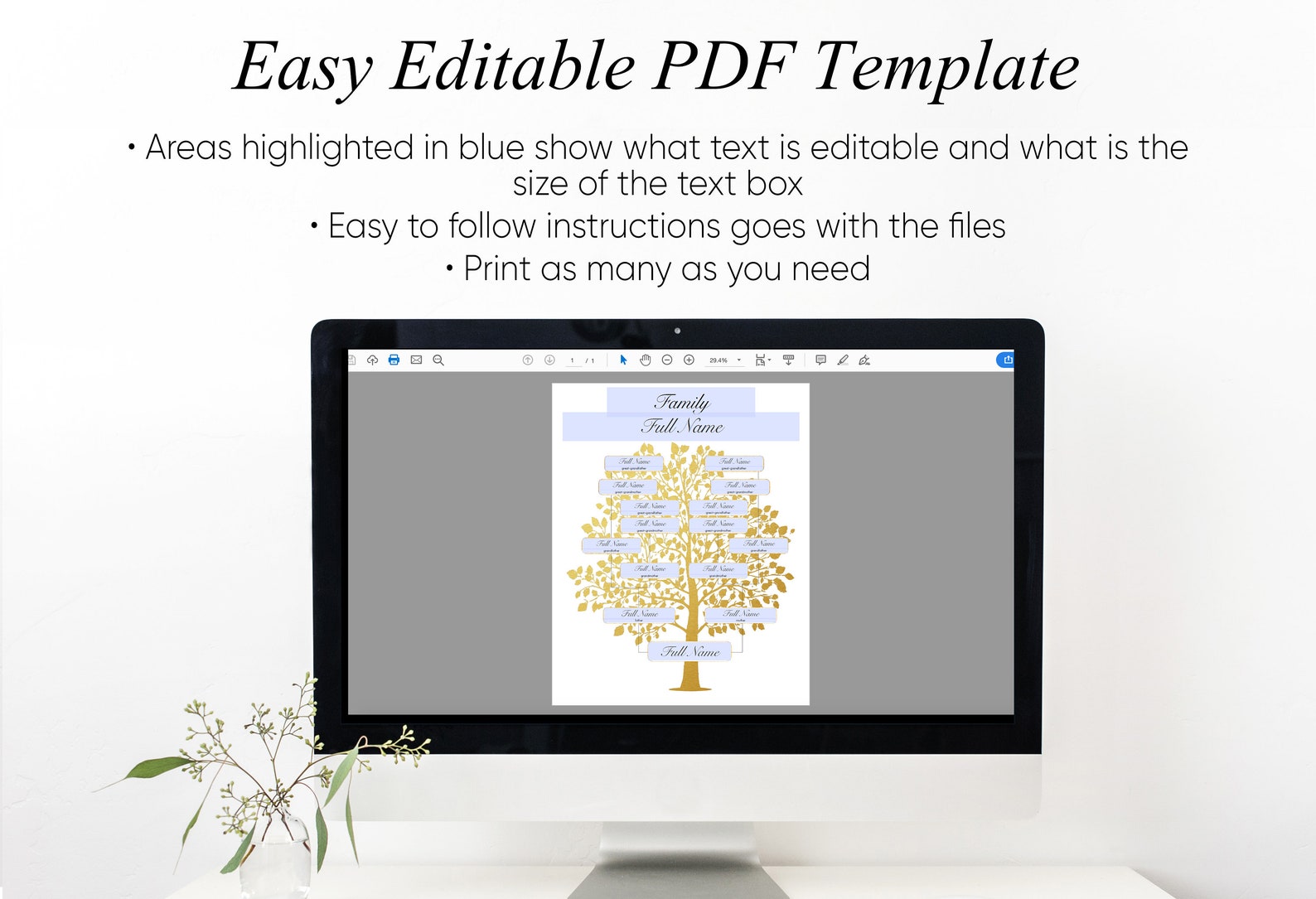 Editable Family Tree Digital Print Personalized genealogy in | Etsy