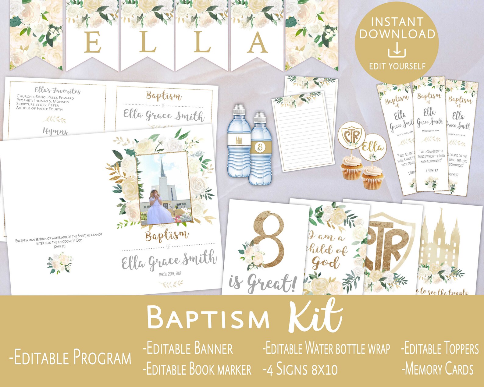 LDS Baptism Program Kit Printable Baptism Bundle Girl LDS | Etsy Canada